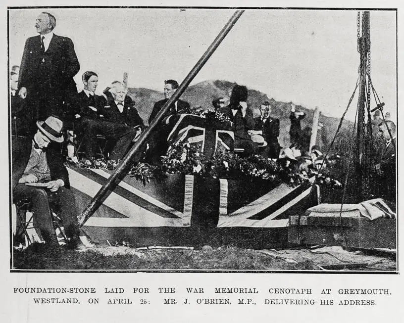 Foundation-Stone Laid For The War Memorial Cenotaph At Greymouth ...