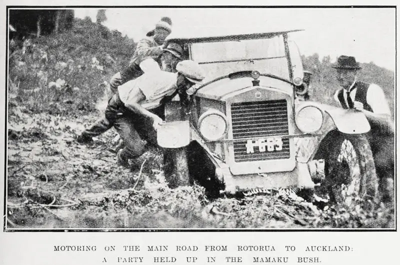 Motoring on the main road from Rotorua to Auckland: a party held up in ...