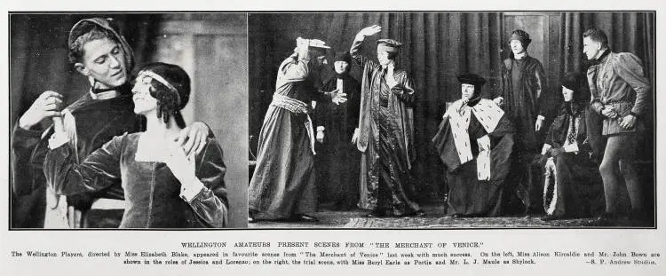 Wellington amateurs present scenes from 'The Merchant of Venice.' | Record | DigitalNZ