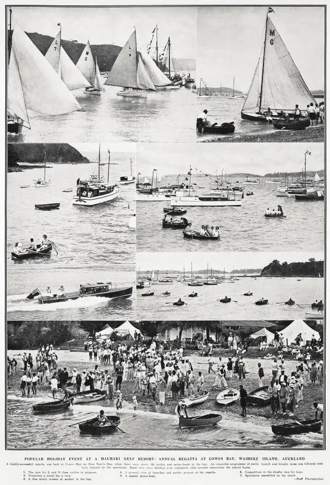 Popular holiday event at a Hauraki Gulf resort: annual regatta at Cowes ...