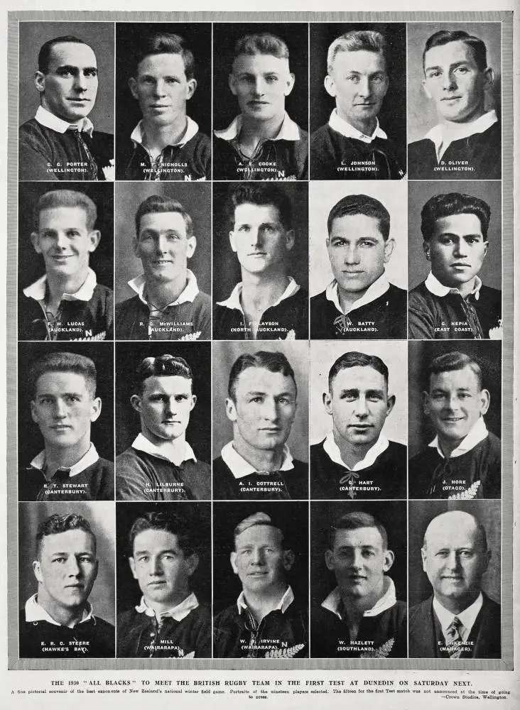 The 1930 'All Blacks' to meet the British rugby team in the first test ...