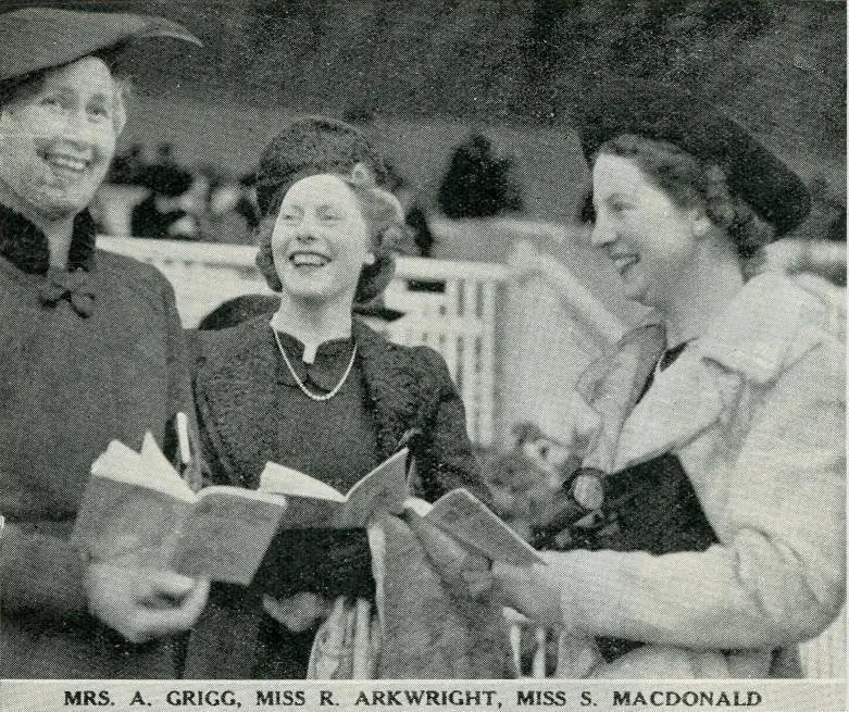 Mrs. A. Grigg, Miss R. Arkwright and Miss S. Macdonald at Riccarton ...