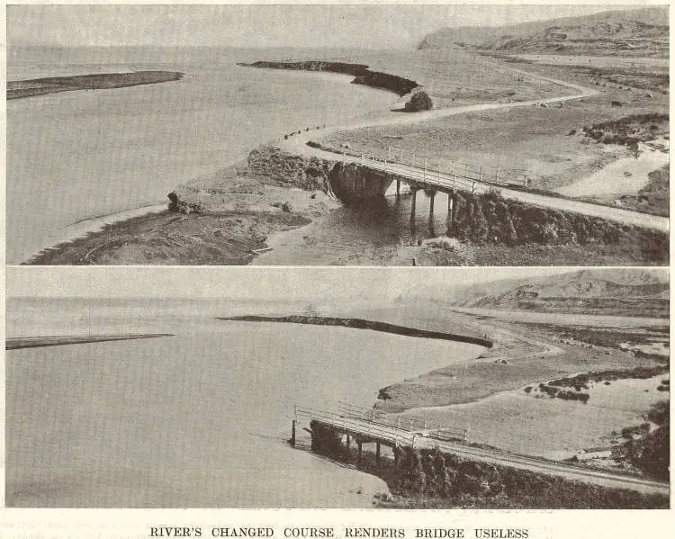 River's changed course renders bridge useless | Record | DigitalNZ
