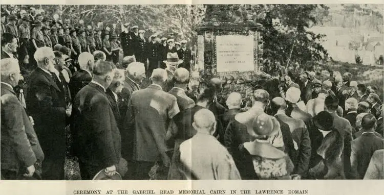 Ceremony at the Gabriel Read memorial cairn in the Lawrence domain ...