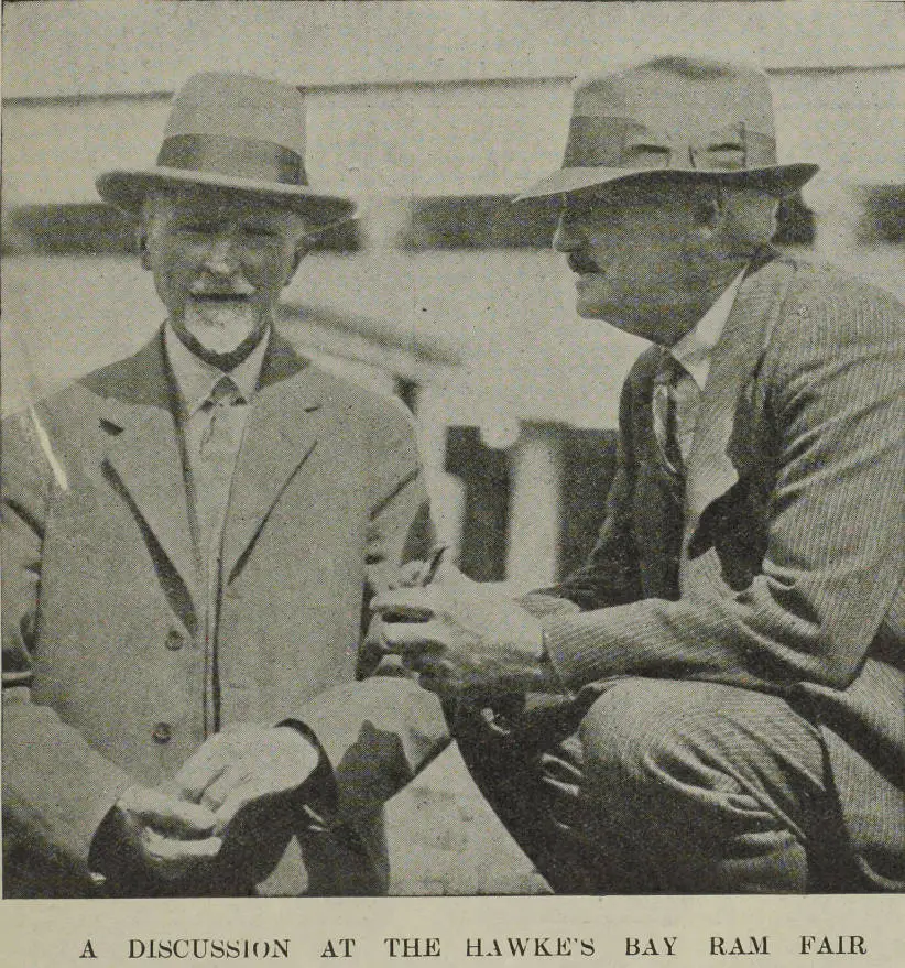 A discussion at the Hawke's Bay ram fair | Record | DigitalNZ