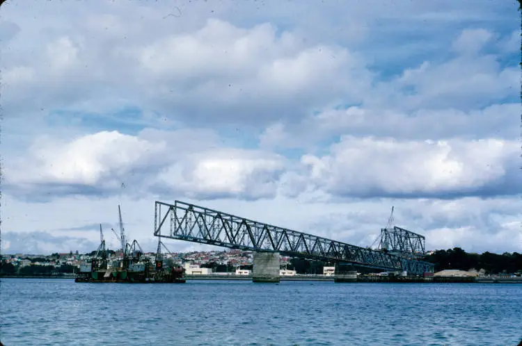 Harbour bridge southern anchorage, looking southeast towards Tank Farm ...