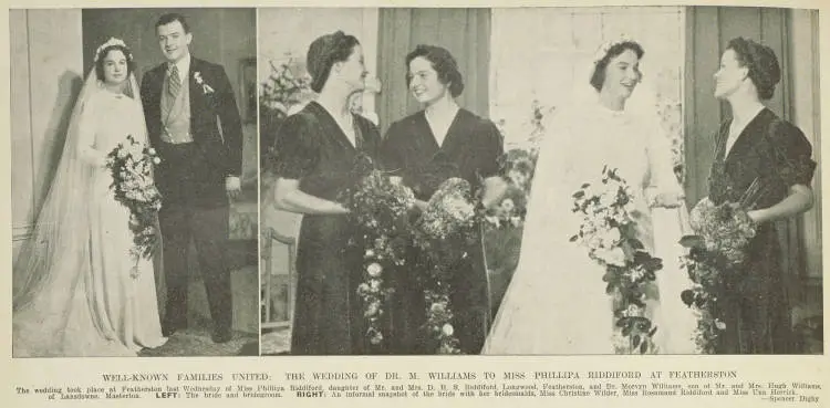 Bridal party of Dr. Morvyn Williams and Miss Philippa Riddiford at ...