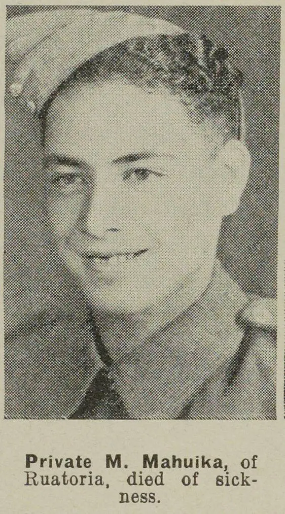 Private M. Mahuika, of Ruatoria, died of sickness | Record | DigitalNZ