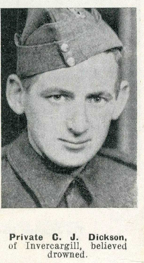 Private C. J. Dickson, of Invercargill, believed drowned | Record ...