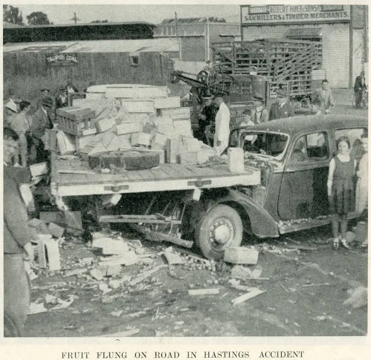 Fruit flung on road in Hastings accident | Record | DigitalNZ