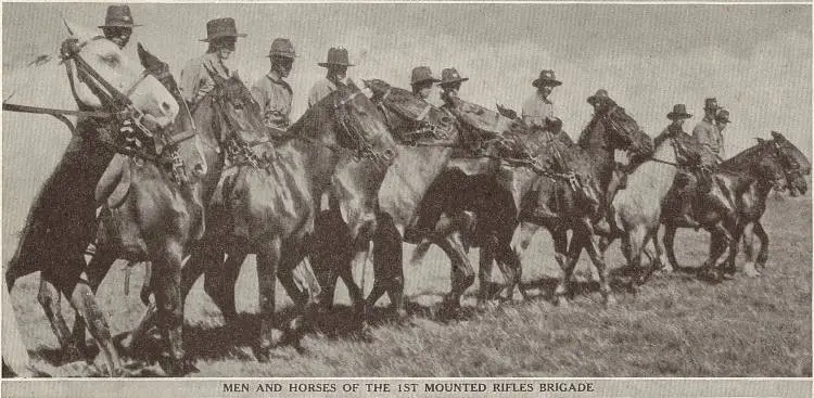 Men and horses of the 1st Mounted Rifles Brigade | Record | DigitalNZ