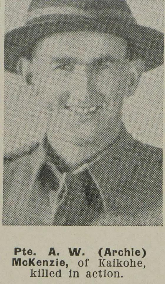 Pte. A. W. (Archie) McKenzie, of Kaikohe, killed in action | Record | DigitalNZ
