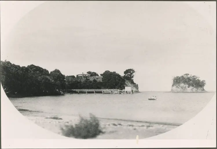 Deep Creek Wharf and Tor from Waiake Beach, Torbay | Record | DigitalNZ