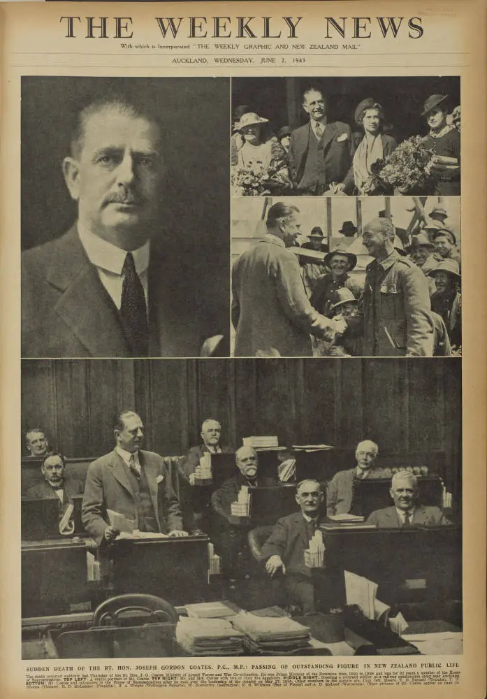 Sudden death of the Rt. Hon. Joseph Gordon Coates P.C., M.P.: Passing ...