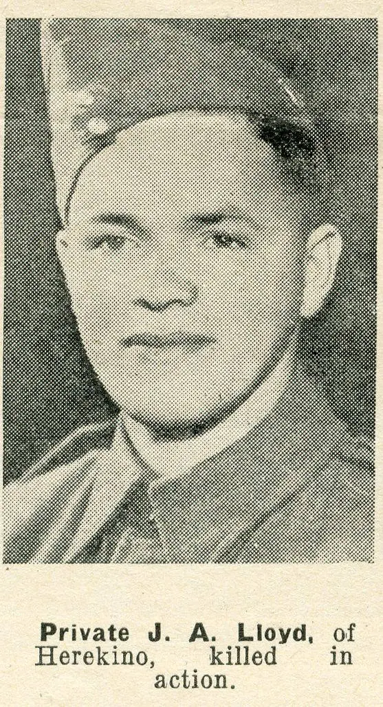 Private J. A. Lloyd, of Herekino, killed in action | Record | DigitalNZ