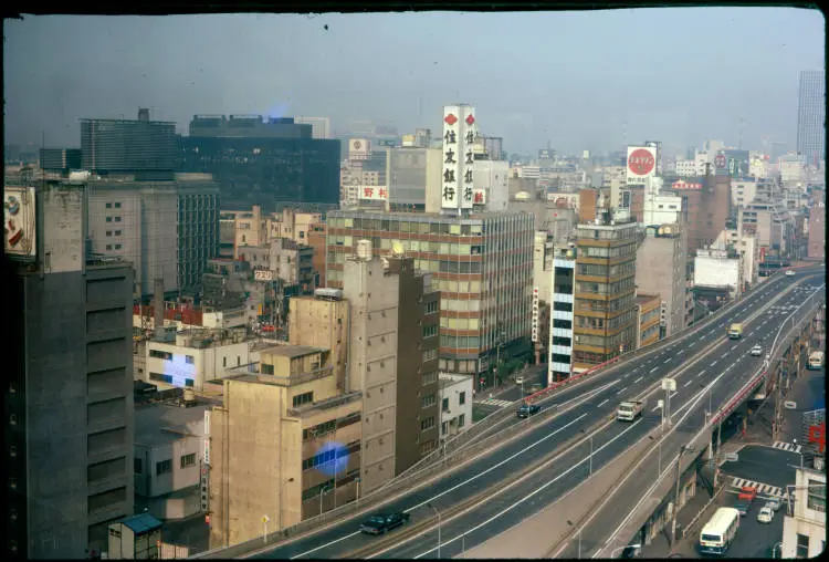 View from the Ginza Daichi Hotel in Tokyo, 1973 | Record | DigitalNZ