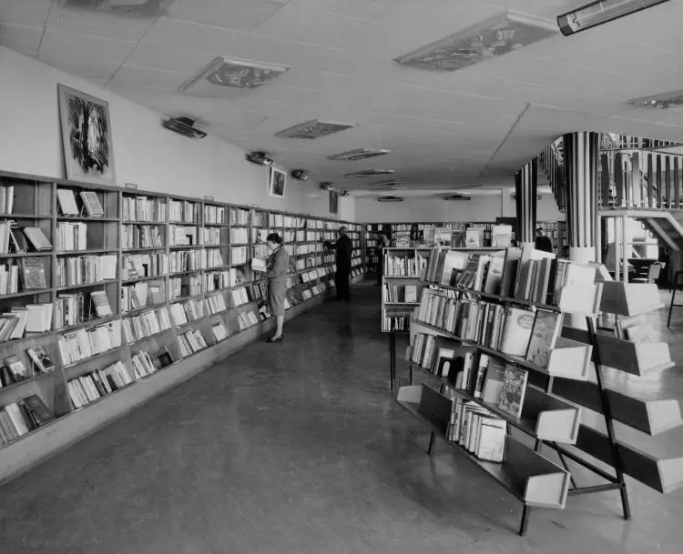 West wall of Takapuna Public Library housing the adult non-fiction ...