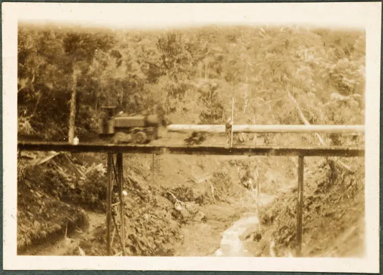 Steel bridge, Huia Dam, 1928 | Record | DigitalNZ