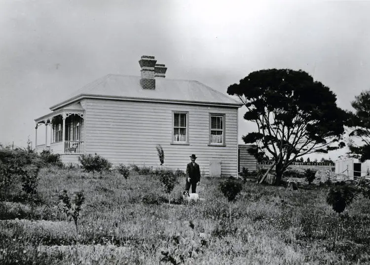 William McCullough in newly planted orchard of the McCullough Homestead ...