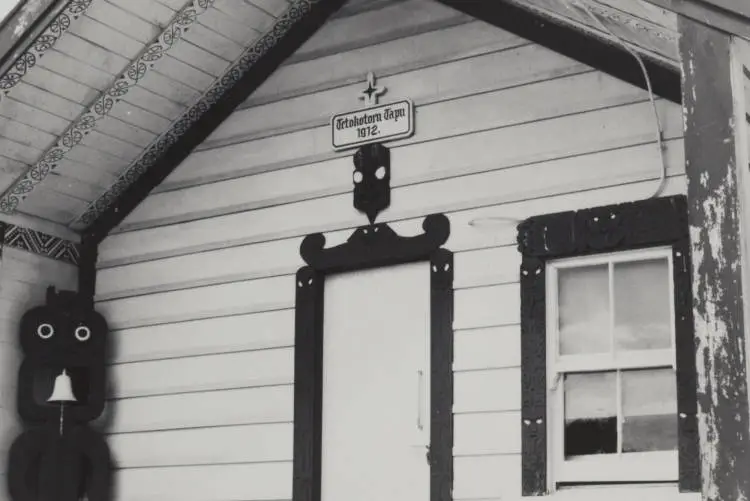 Te Tokotoru Tapu Mataitai Church, Kauri Bay, ca 1980. | Record | DigitalNZ