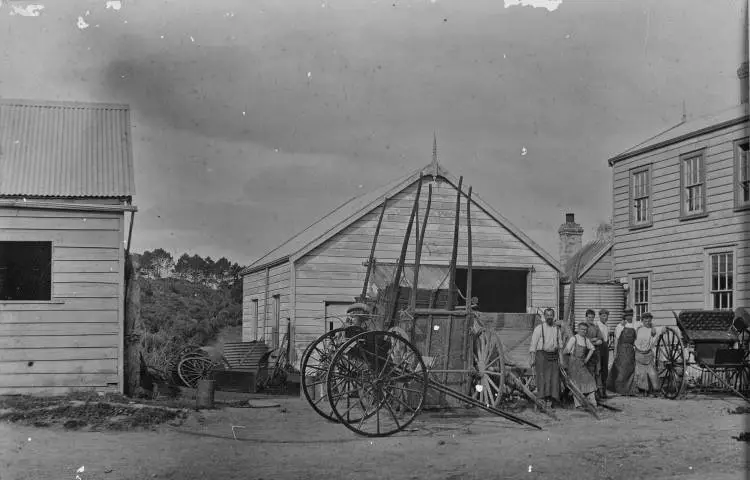 Wheelwright's shop, Waiuku, ca 1900 | Record | DigitalNZ