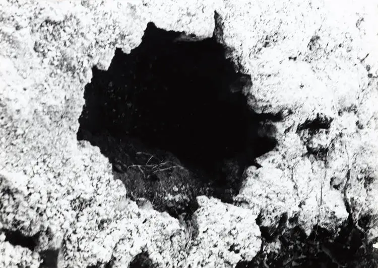 Vandals' hole weakens bridge, Otara, 1971. | Record | DigitalNZ