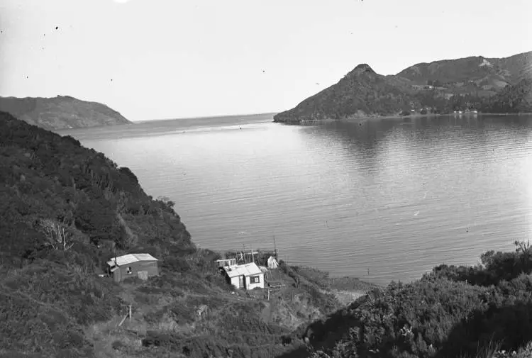 Bryan's house and bay, Huia, 1945. | Record | DigitalNZ
