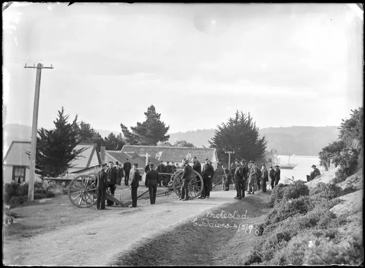 Nordenfeldt gun drill at Rawene, 1898 | Record | DigitalNZ