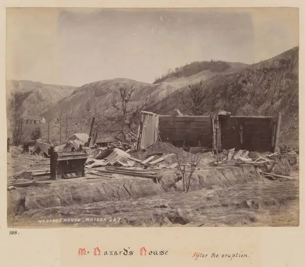 Charles Haszard's Te Wairoa house after the Tarawera eruption, 1886 ...