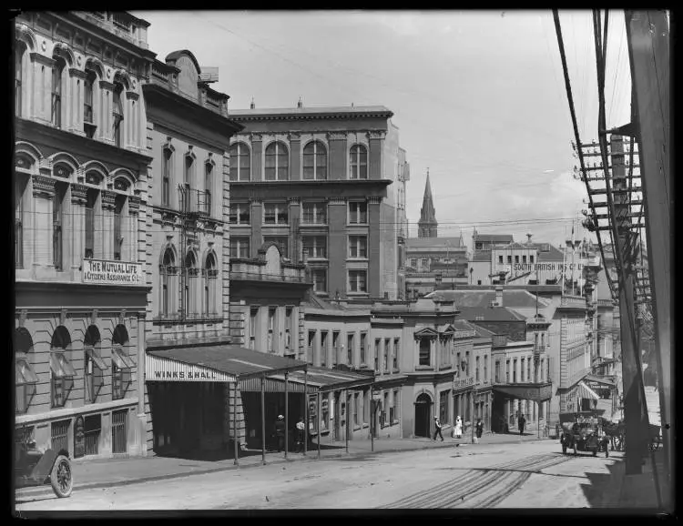 Buildings in Shortland Street, Auckland Central, 1916 | Record | DigitalNZ