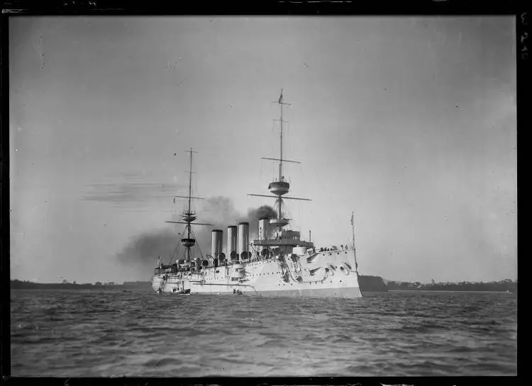 HMS Powerful in the Waitematā Harbour, 1908 | Record | DigitalNZ