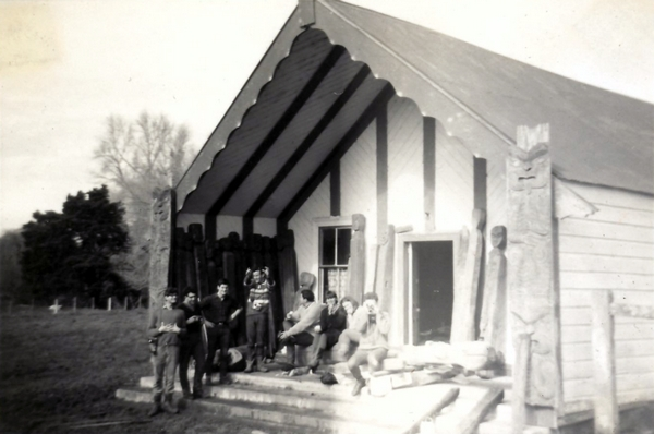 Group in porch at 'Hikurangi', Papawai: Photograph | Record | DigitalNZ