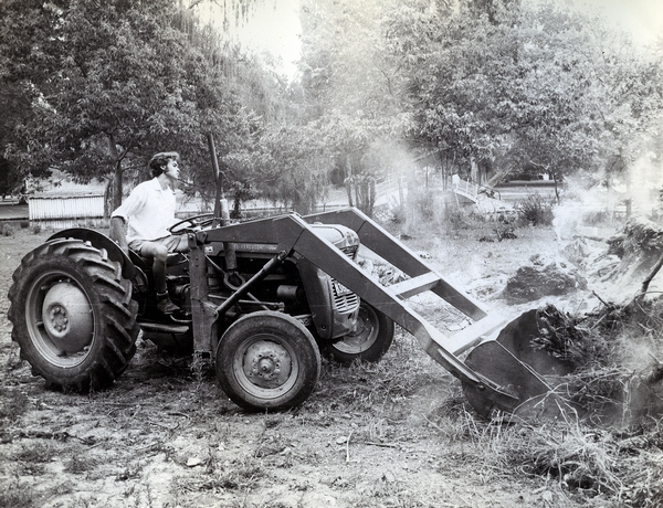 Tractor-loader in Queen Elizabeth Park : Photograph | Record | DigitalNZ