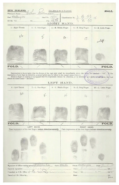 Fingerprints of axe murderer Arthur Rottman | Record | DigitalNZ