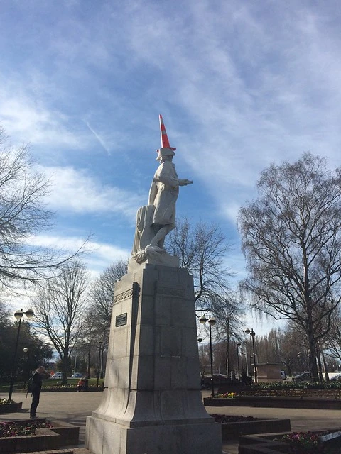 Captain Cook with traffic cone hat | Record | DigitalNZ