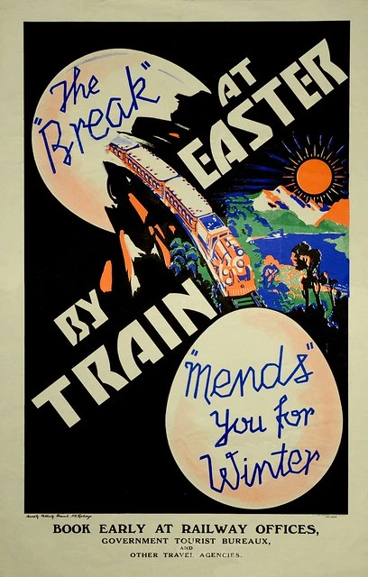 New Zealand Railway poster - The Break at Easter by Train Mends You For ...
