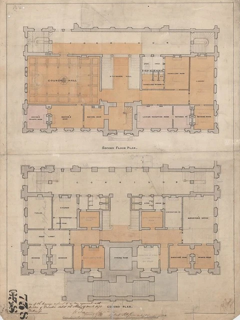 Municipal Chambers Floor Plans 1878 | Record | DigitalNZ