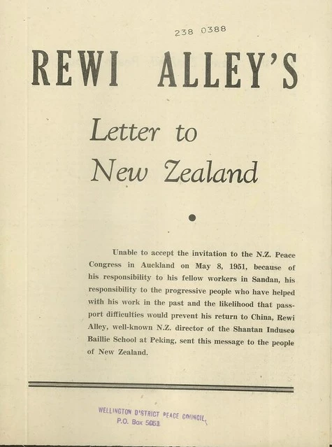 Rewi Alley’s 1951 letter to New Zealand written from China | Record ...