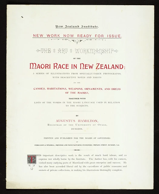 Page advertising the book 'Hamilton's Maori Art' | Record | DigitalNZ