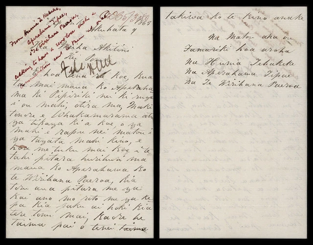Letter From Hunia T Hakeke, Aperahama Tipae and Wirihana Pairoa ...