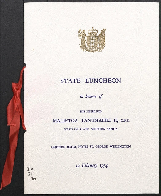 Visit of His Highness Malietoa Tanumafili II CBE Head of State, Western ...