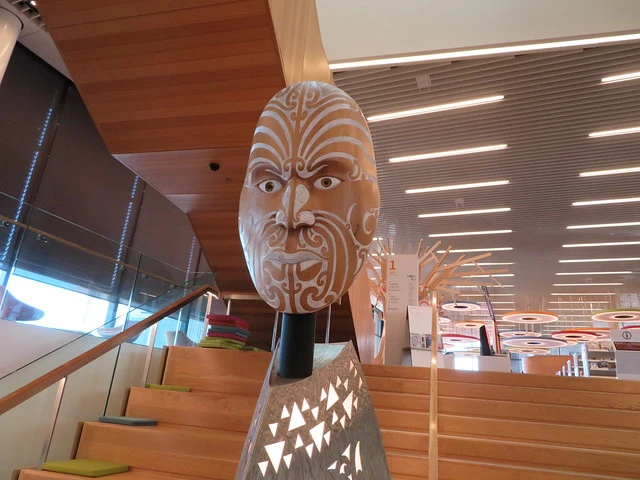 Tāwhaki, atrium stairway, Tūranga by Fayne and Caleb Robinson. | Record ...