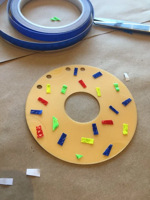 Safety donut make from old icecream container and reflective tape ...