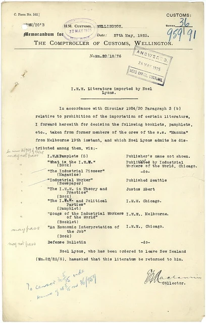 Memorandum for the Comptroller of Customs, Wellington | Record | DigitalNZ