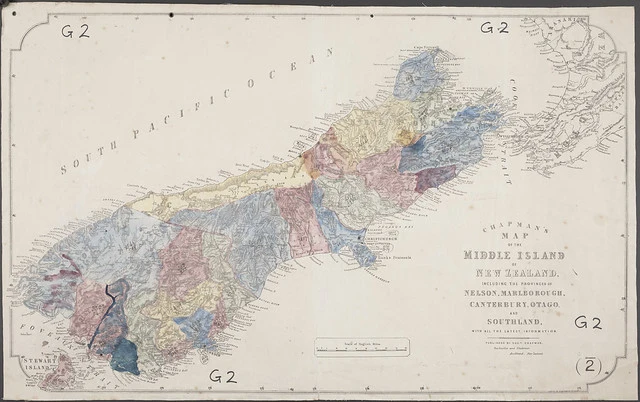 Chapman's map of the Middle [South] Island, c.1860-1869 | Record ...
