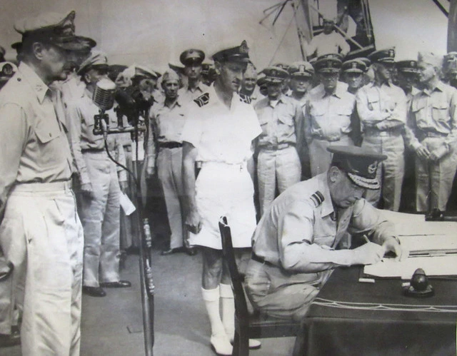 Leonard Monk Isitt signing Japanese Instrument of Surrender, September ...