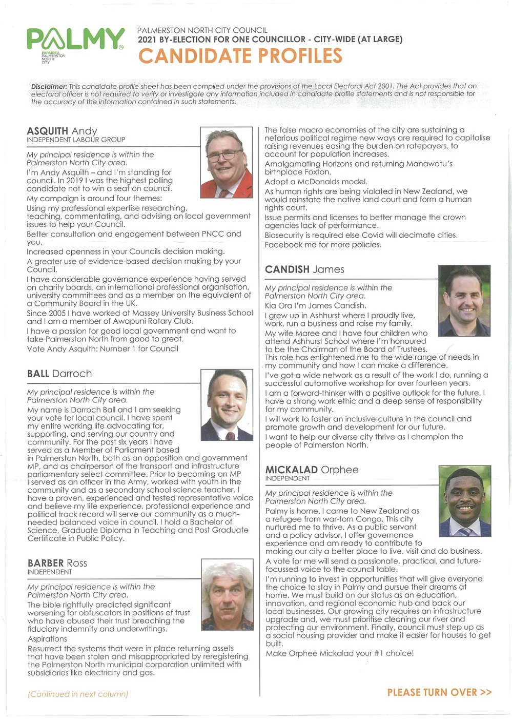 Palmerston North City Council 2021 by-election for one Councillor ...