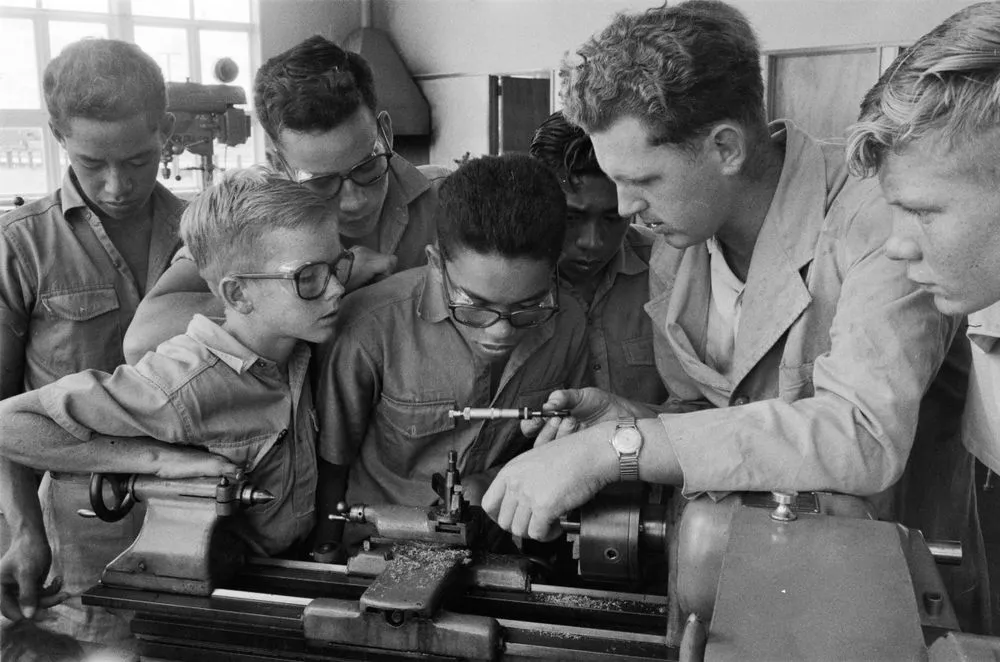 [High school boys in workshop] | Record | DigitalNZ