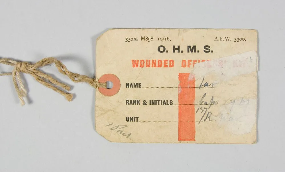 Label, 'Wounded Officer's Kit' | Record | DigitalNZ