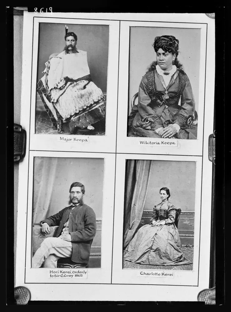 Portraits of Te Rangihiwinui Te Keepa, Wikitoria Keepa, Hori Kerei and ...